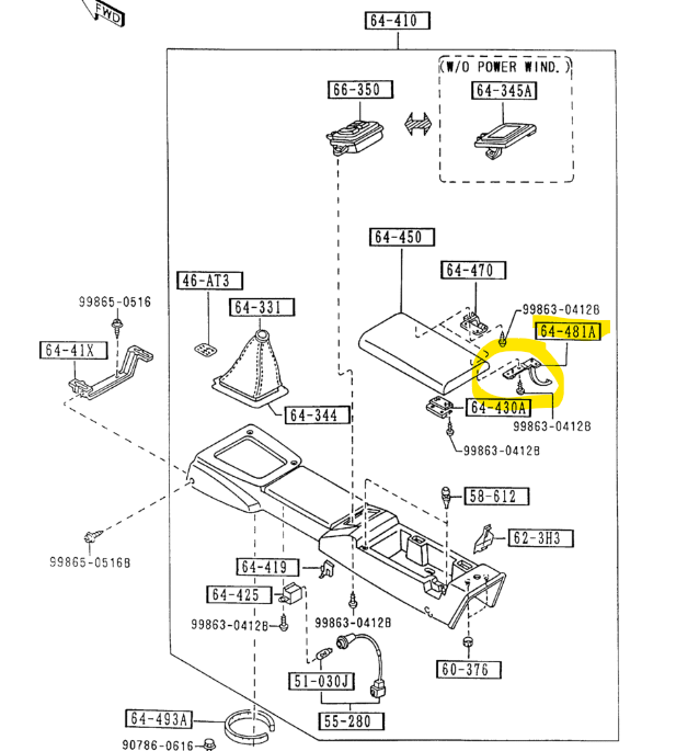 1990-1997 Mazda Miata Center Console Arm Rest Hinge Stop NA01-64-481A ...